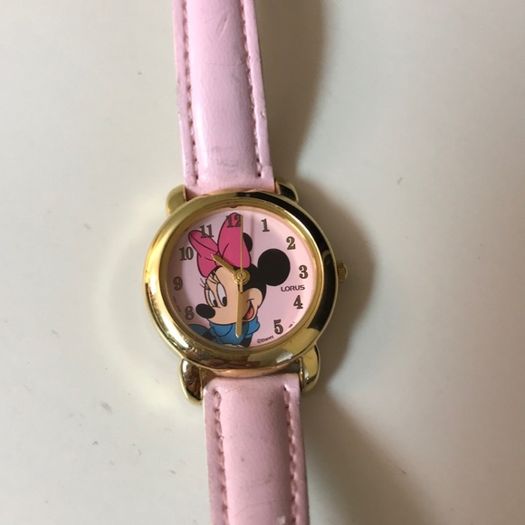 Disney | Accessories | Vintage Cutie Minnie Mouse Pale Pink Face Watch ...